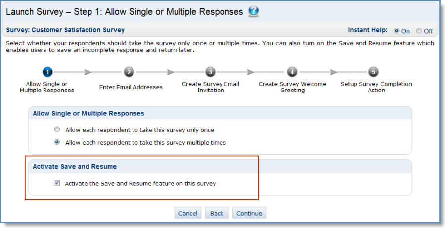 Save and Resume - SurveyMethods